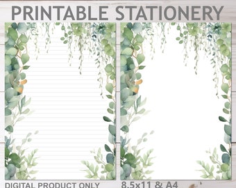 Ivy Leaves and Vines Nature Printable Stationery Set Lined and Unlined ...