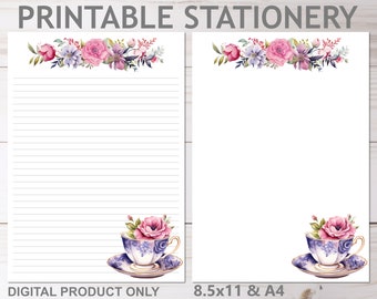 Floral Birdhouse Printable Stationery Lined and Unlined in A4 and 8 ...