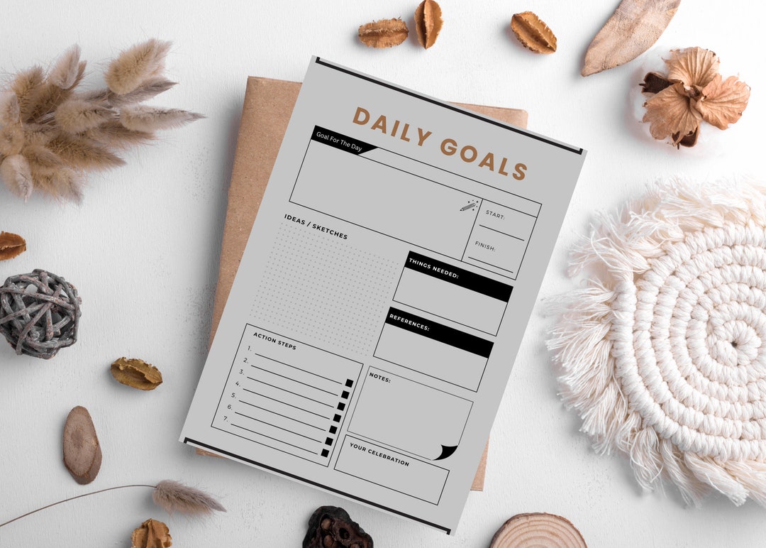 Daily Goals Planner: Printable Digital Product for Productivity and ...