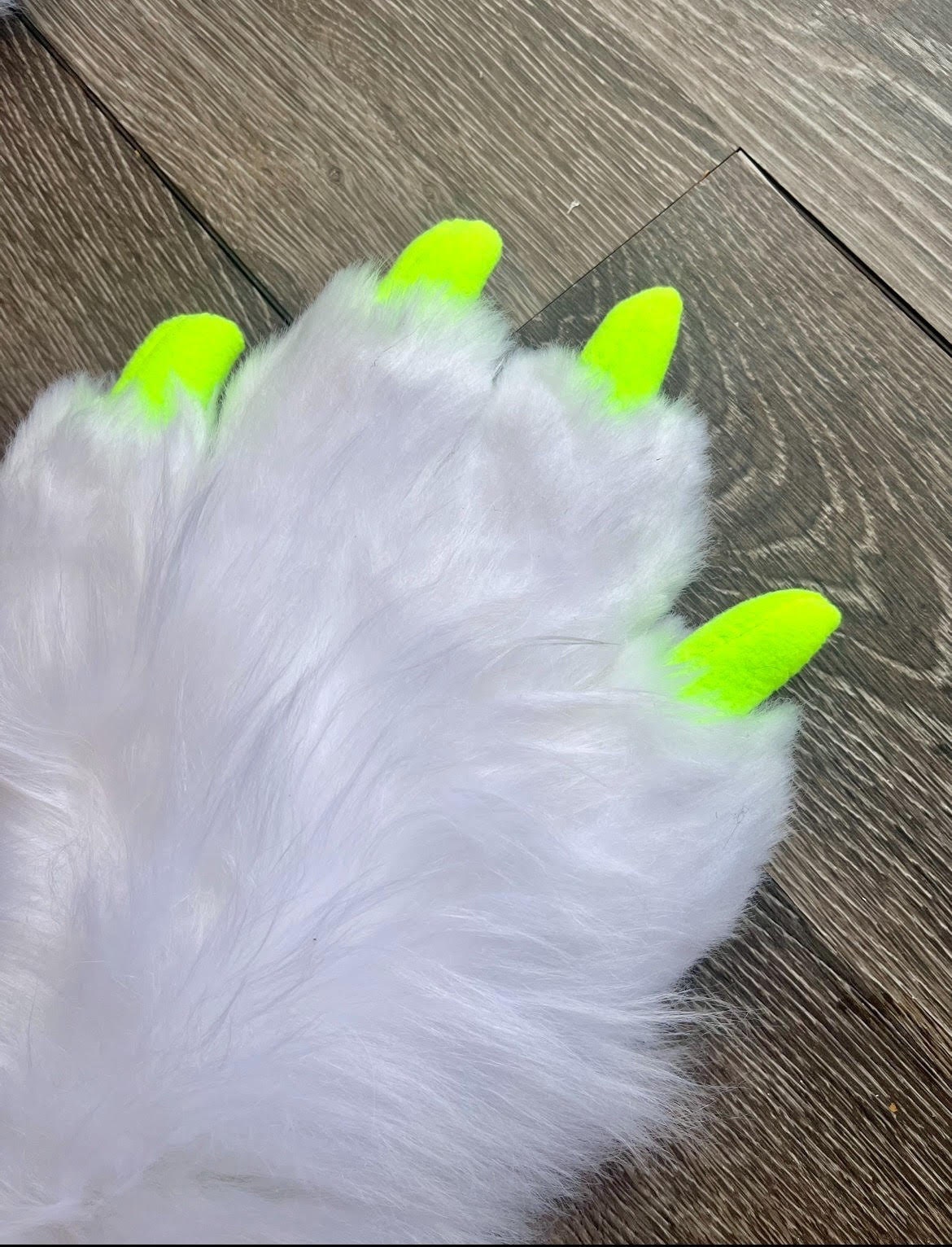 White Fursuit Paws With Lime Green Claws - Etsy