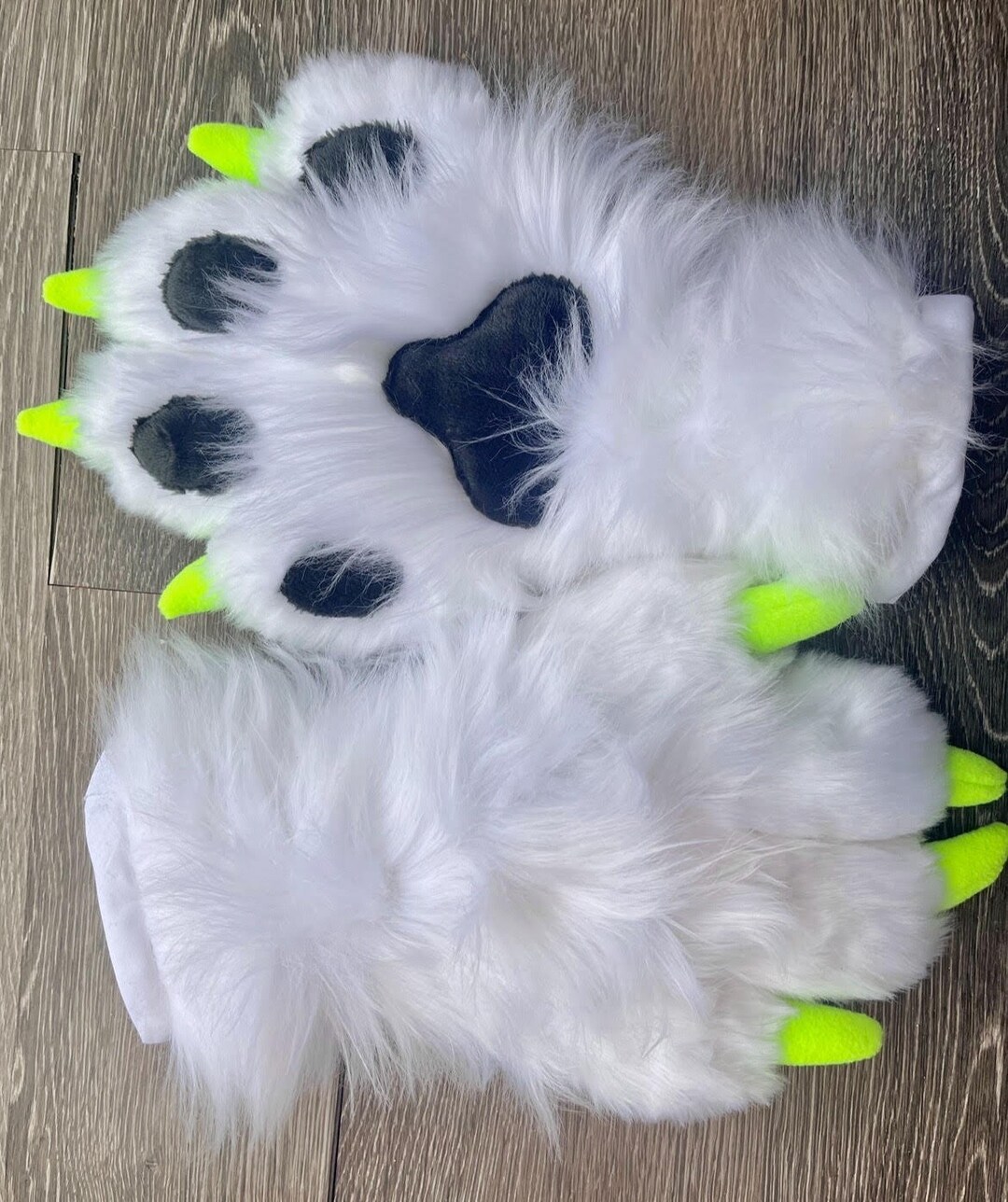 White Fursuit Paws With Lime Green Claws - Etsy