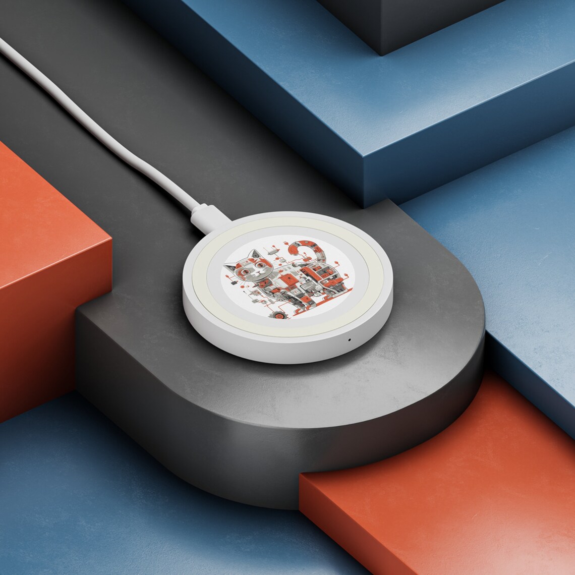 Techie Tabby: Adorable Cat Robot Exploded-design Wireless Charger - Etsy