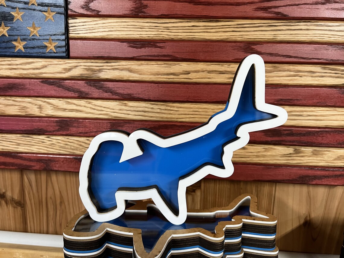 Shark Tooth Shadow Box Hammerhead Design different Colors - Etsy