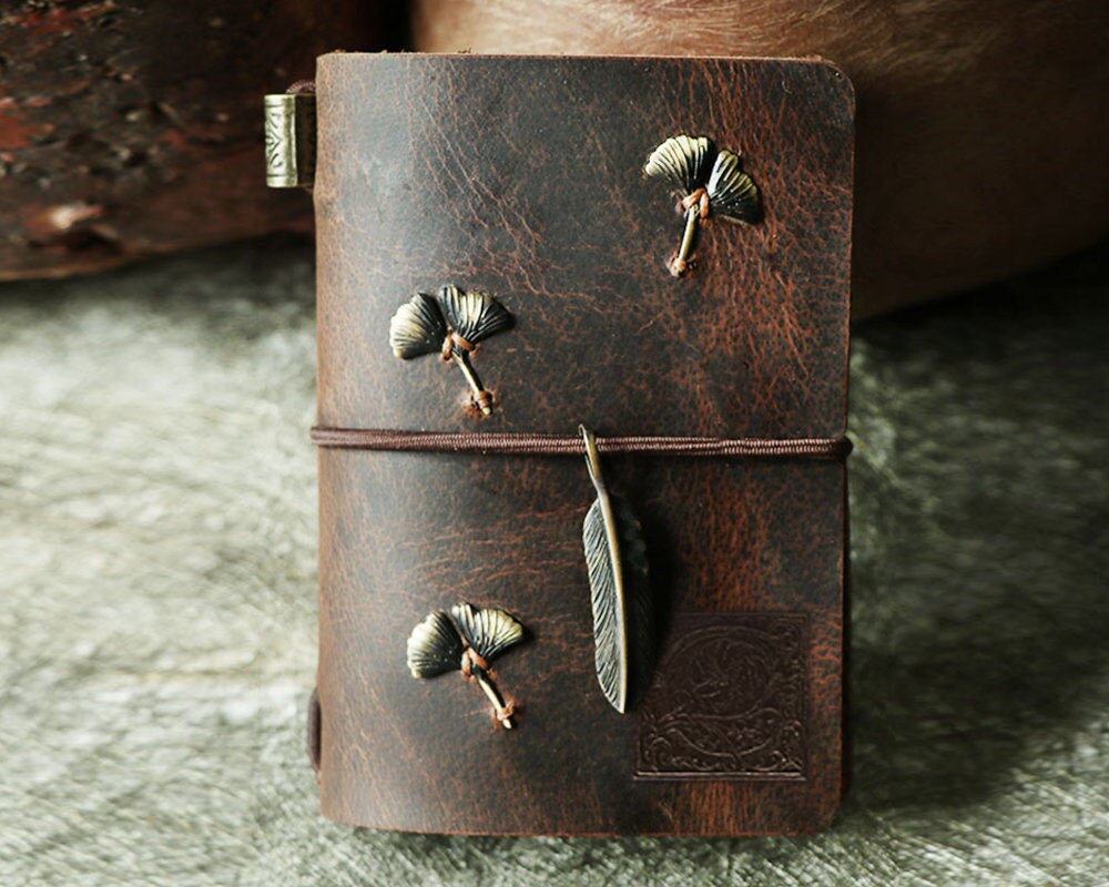 Vintage Mini Photo Album, Business Card Pocket, Personalized Leather ...