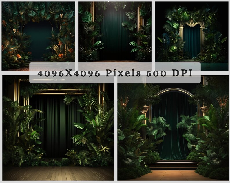Digital Jungle Backdrop, Event Digital Backdrops Bundles, Greenery ...