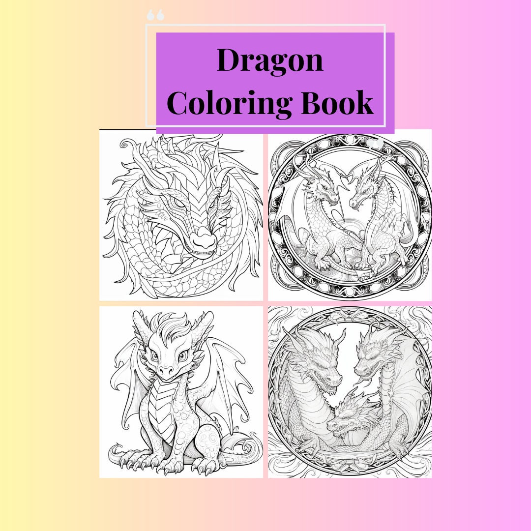 20 Dragon Coloring Pages, Creatures Coloring Book, Fantasy Pages, Baby ...