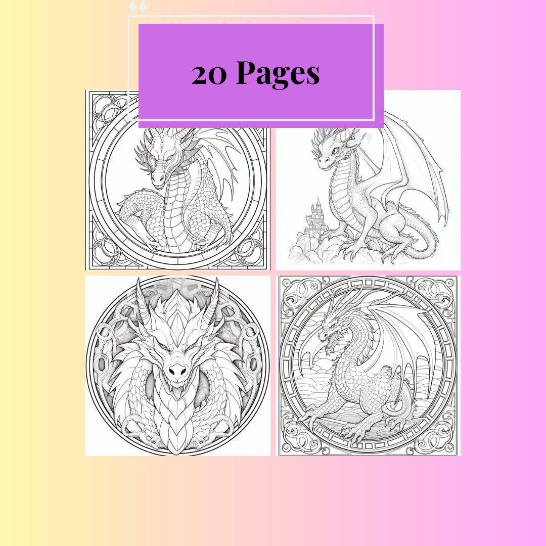 20 Dragon Coloring Pages, Creatures Coloring Book, Fantasy Pages, Baby ...