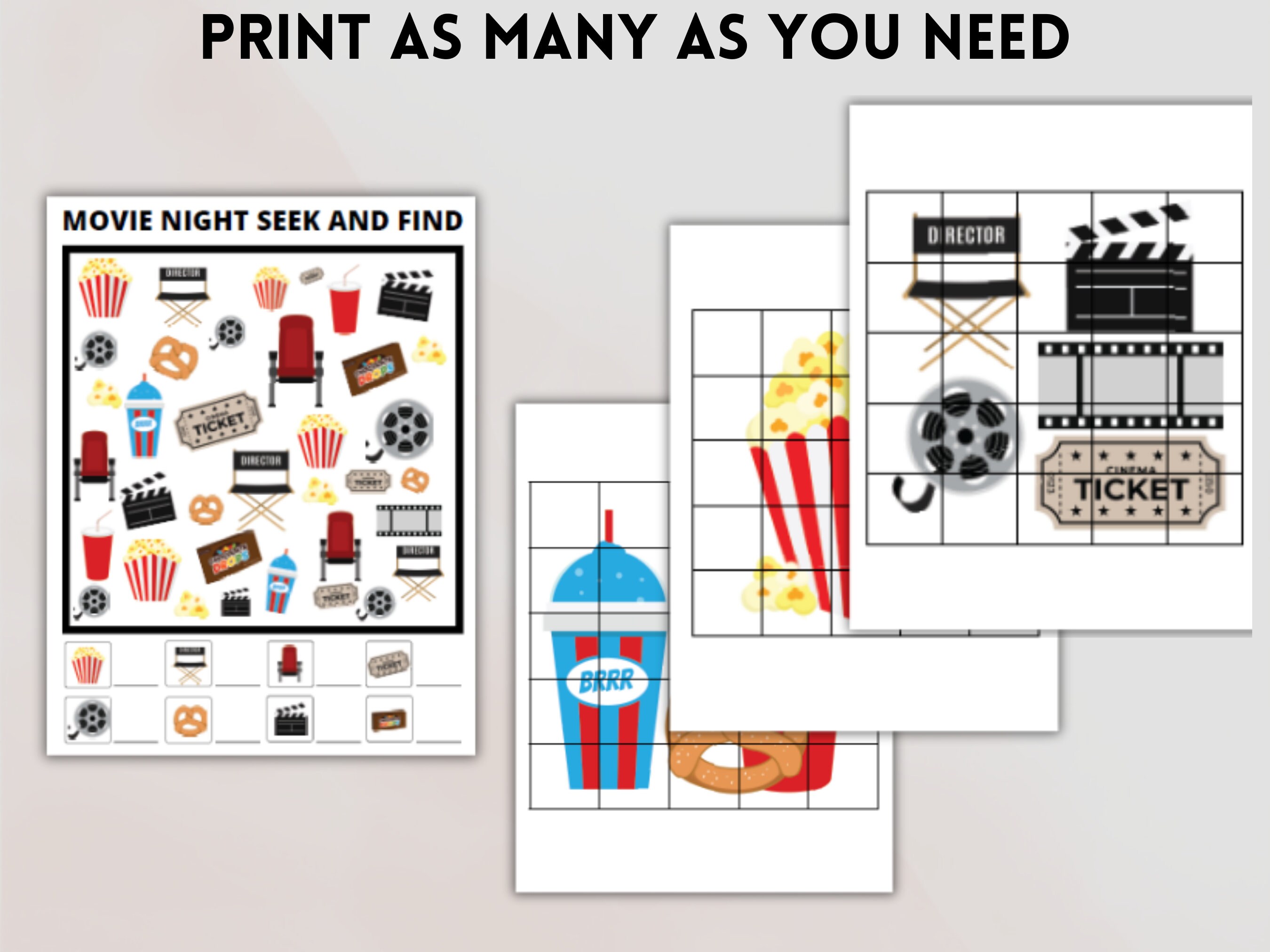 Printable Movie Night Game Set, Instant Download of 26 Games - Etsy