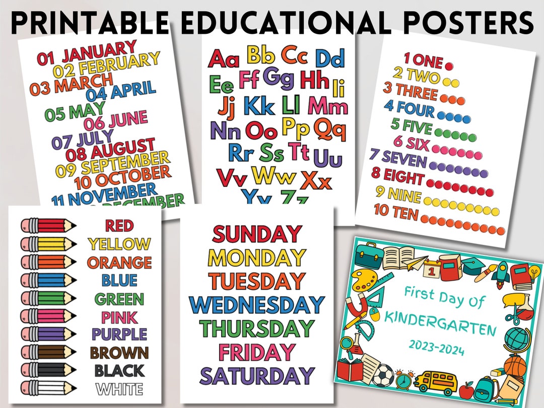 Printable Educational Posters and First Day of School Posters - Etsy