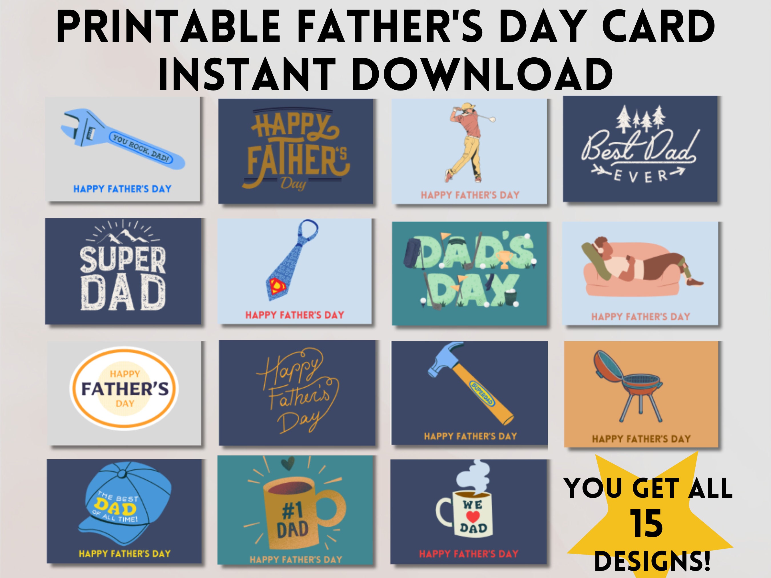 Printable Father's Day Cards - Etsy