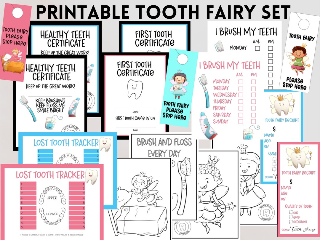 Tooth Fairy Visit Set in Pink and Blue Printable - Etsy