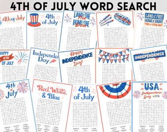 Independence Day Word Search for Kids 4th of July Word Search - Etsy