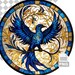 Mythical Bird Blue Phoenix - Symbol of Transformation, Round Stained ...
