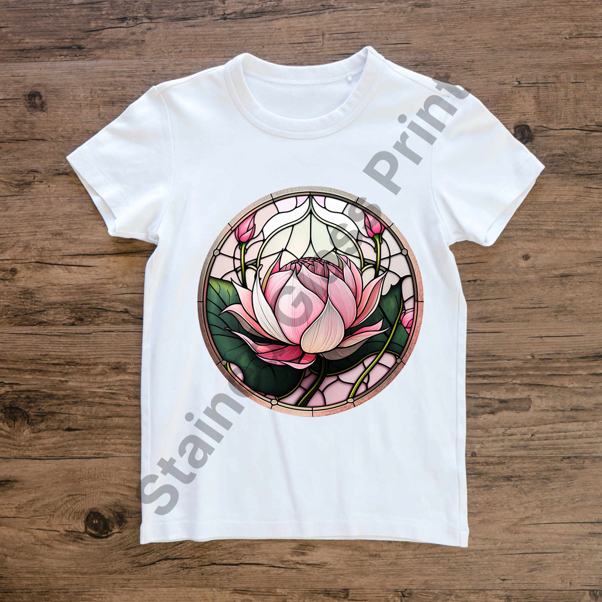 Lotus Flower Stained Glass Print Design PNG Round Shape for Wind ...