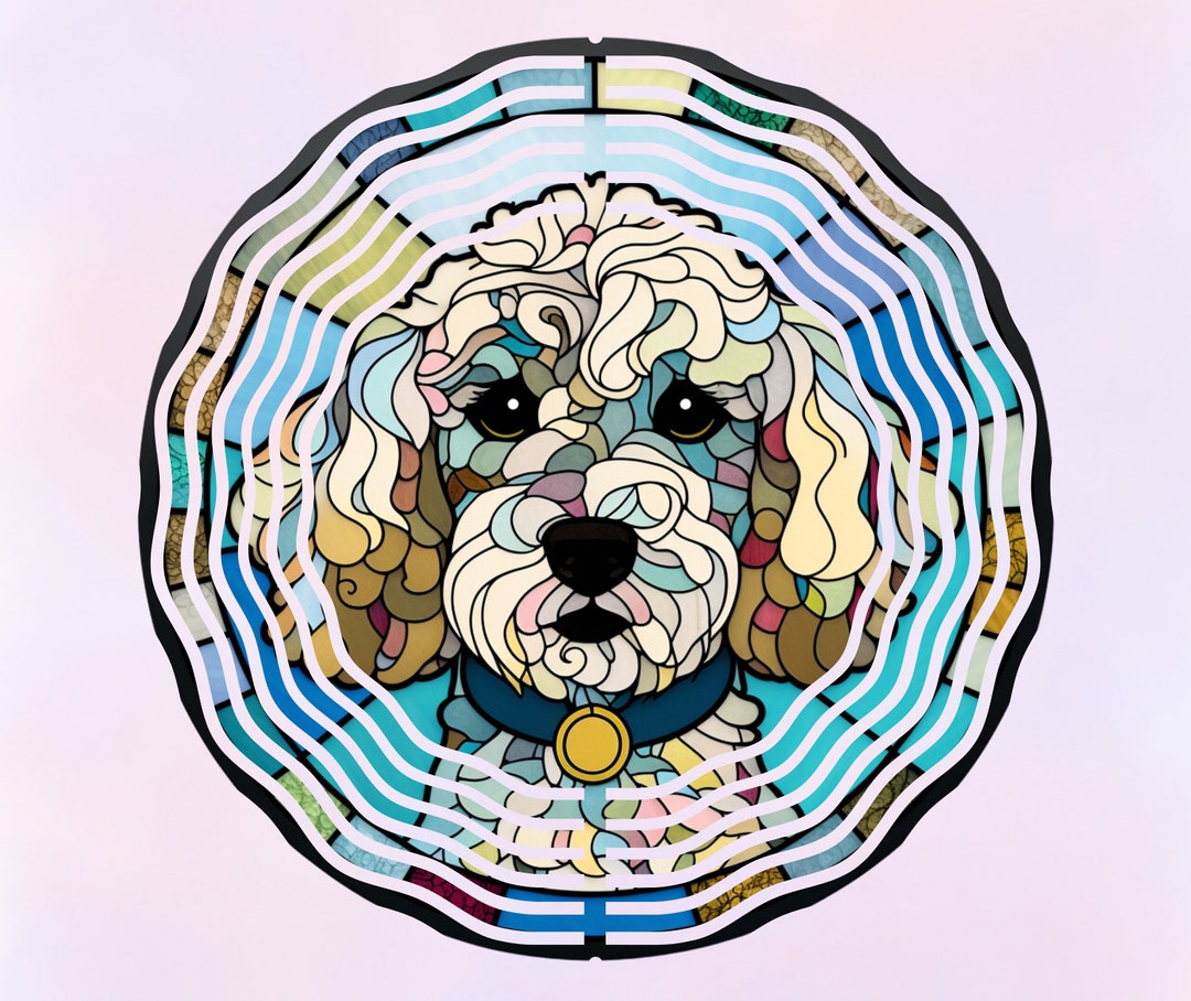 Poodle Puppy Dog Stained Glass Sublimation Print Design Round - Etsy