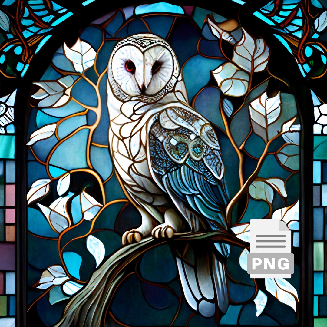 Owl Stained Glass Sublimation Designs, Stain Glass Pattern, Faux ...