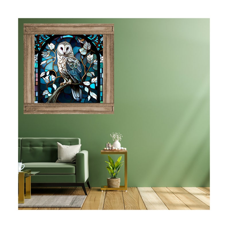 Owl Stained Glass Sublimation Designs, Stain Glass Pattern, Faux ...