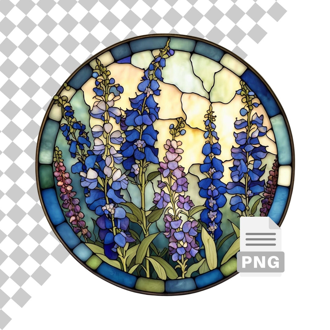 Texas Bluebonnets Field Flowers Stained Glass Sublimation Design Round ...