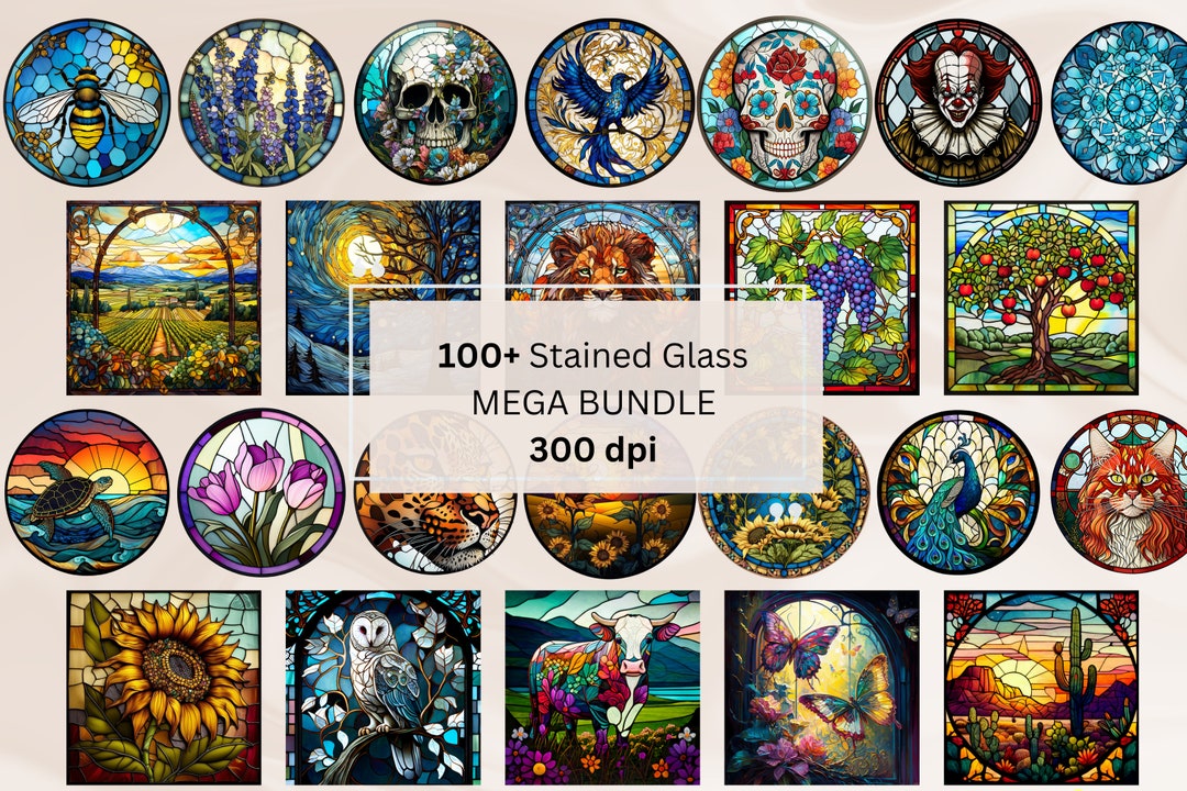 100+ Stained Glass Bundle High Quality 300 Dpi PNG Images, Transparent ...