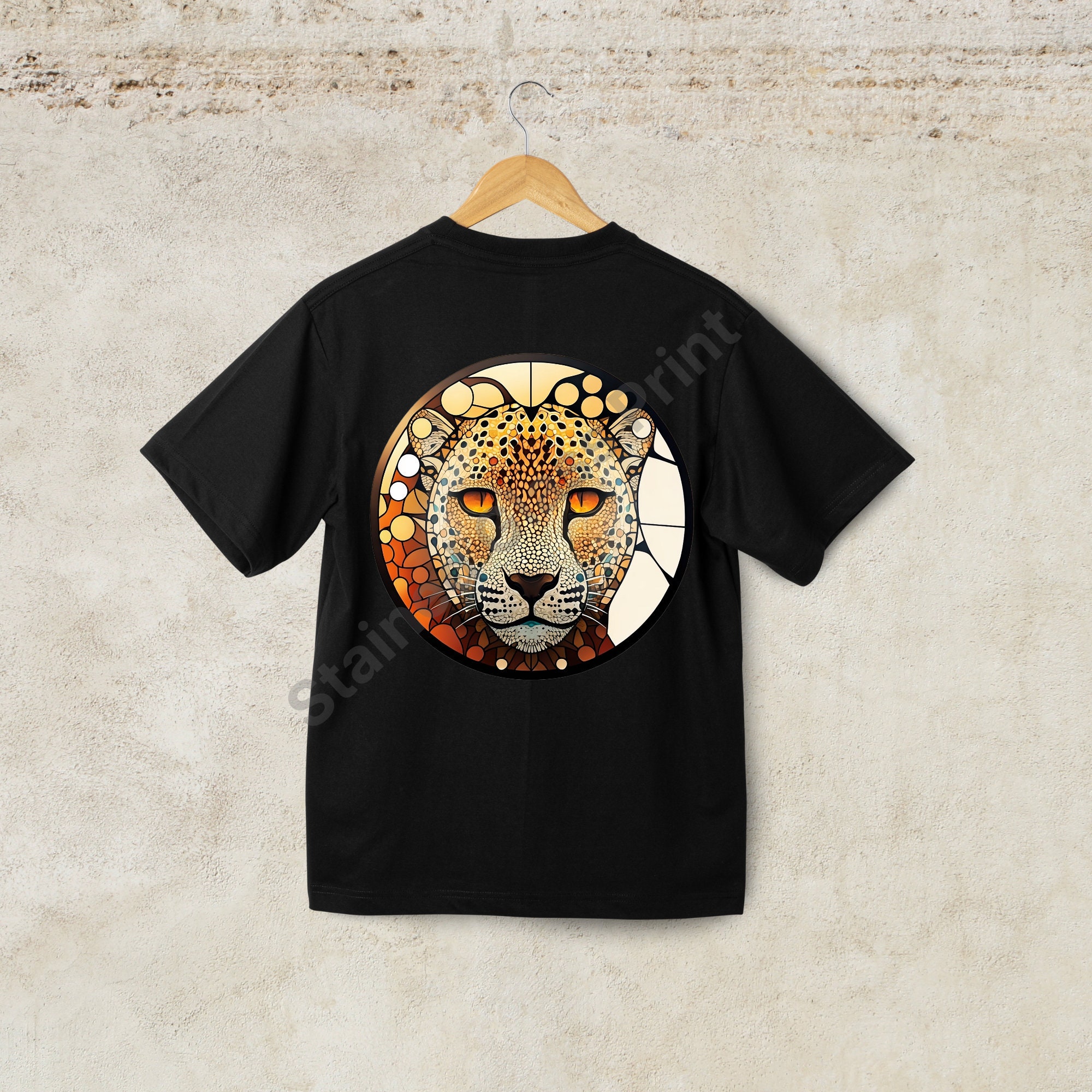 Leopard Wind Spinner Stained Glass Sublimation Design Template, Stained ...