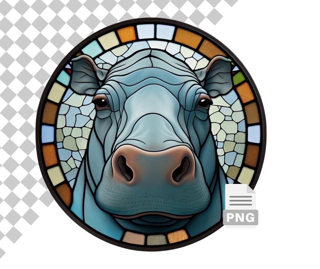Hippo Stained Glass for Wind Spinner Sublimation Design PNG, T-shirt ...