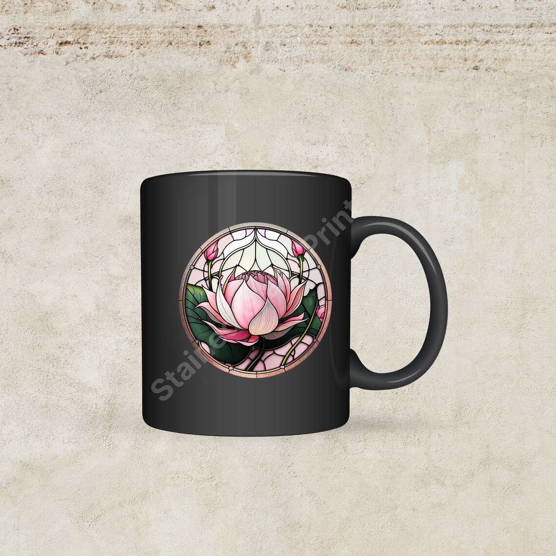 Lotus Flower Stained Glass Print Design PNG Round Shape for Wind ...