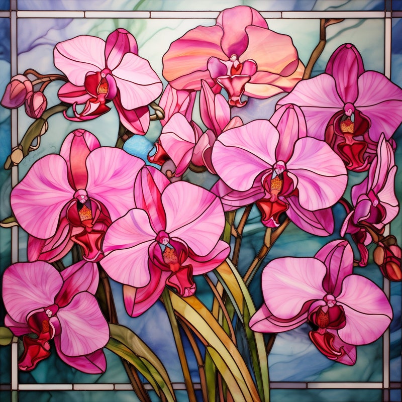 Stained Glass Orchids - Etsy