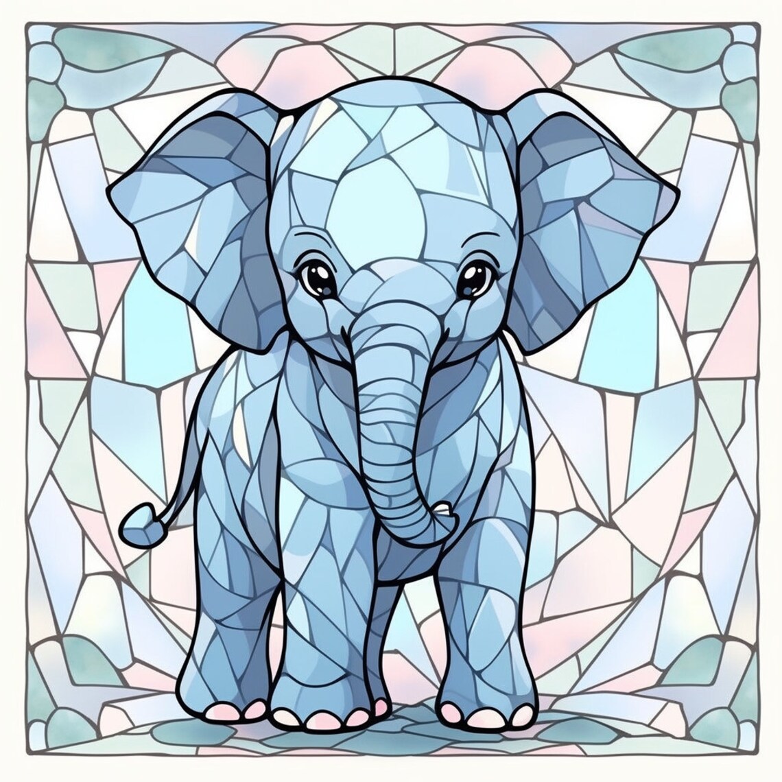 Baby Elephant Stained Glass Sublimation Design for Wind - Etsy
