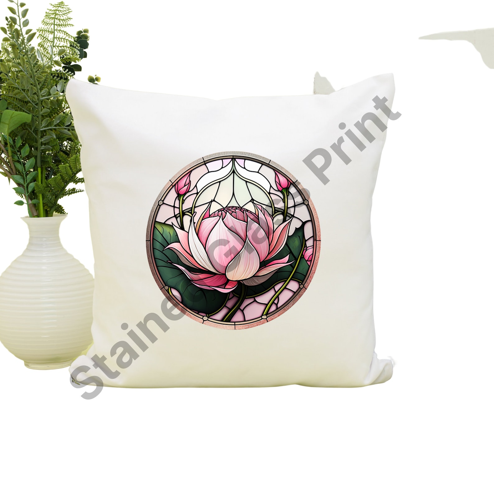 Lotus Flower Stained Glass Print Design PNG Round Shape for Wind ...