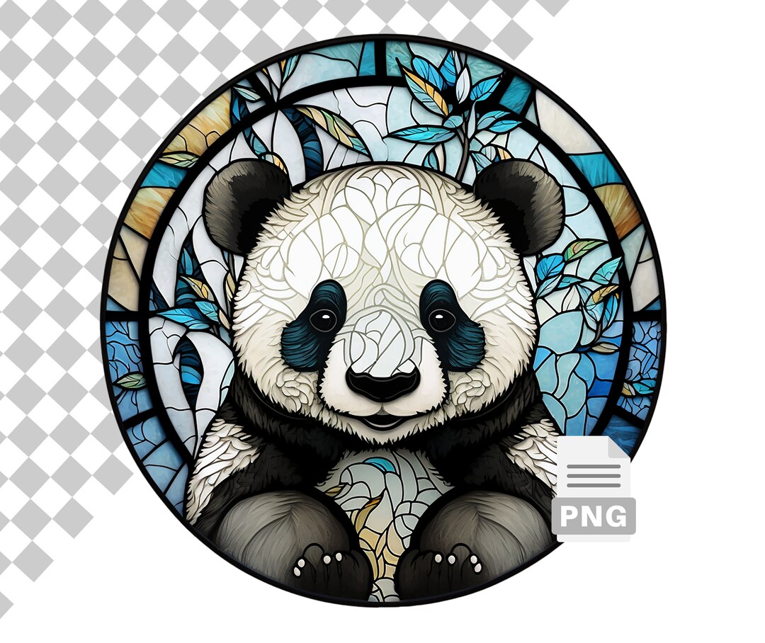 Panda Stained Glass Sublimation PNG, Stain Glass Pattern for Wind ...