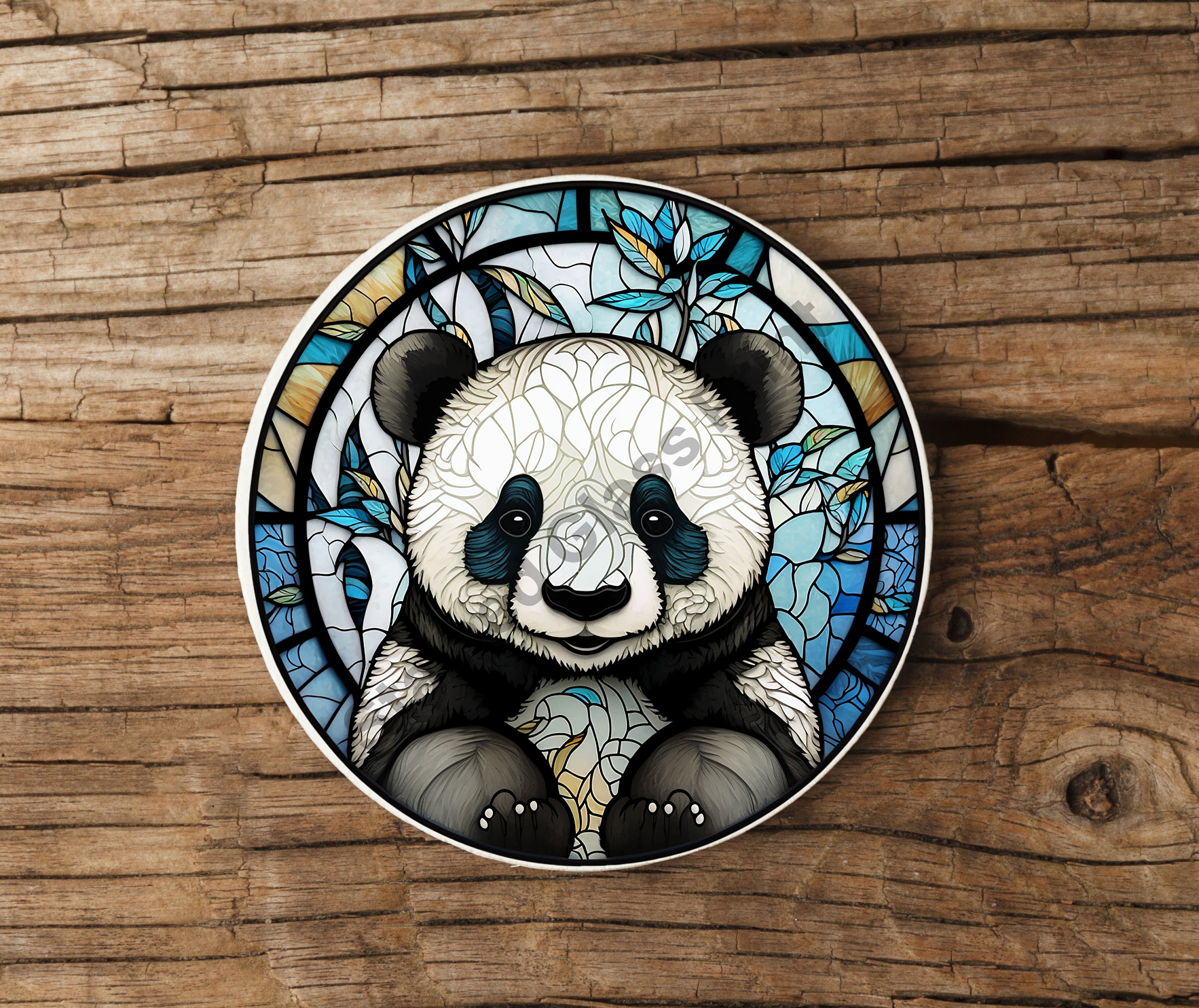 Panda Stained Glass Sublimation PNG, Stain Glass Pattern for Wind ...