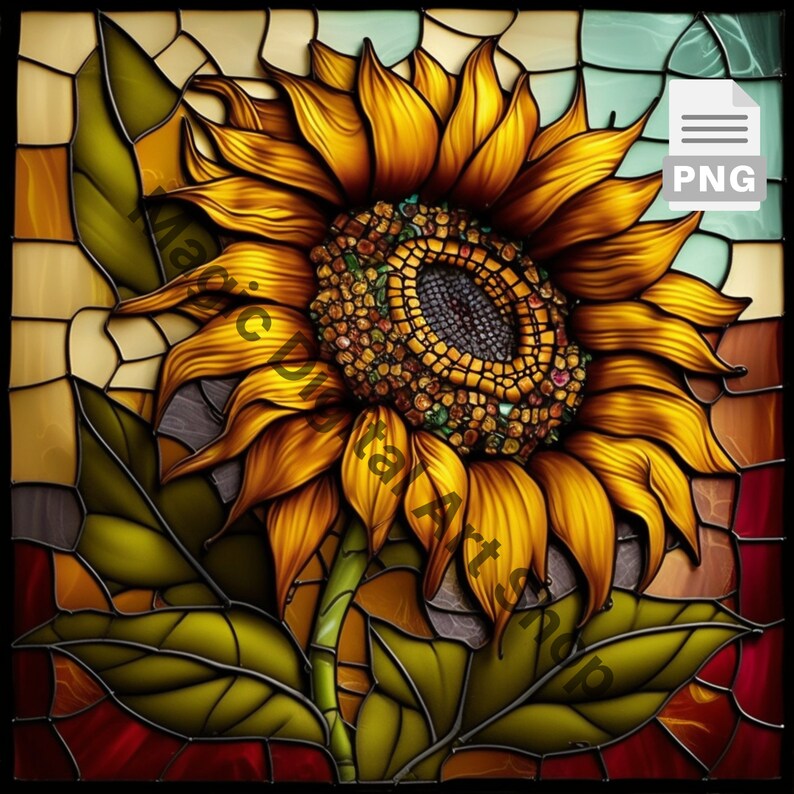 Sunflower Stained Glass Sublimation Design Stained Glass - Etsy