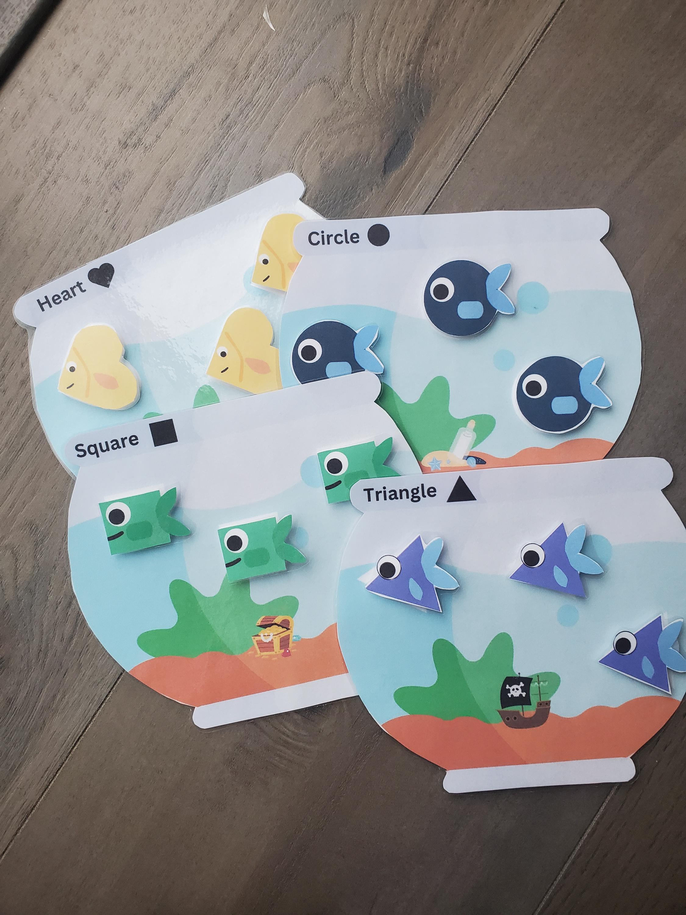 Shape Sorting Activity / Preschool Activity / Fish Shape Sorting - Etsy