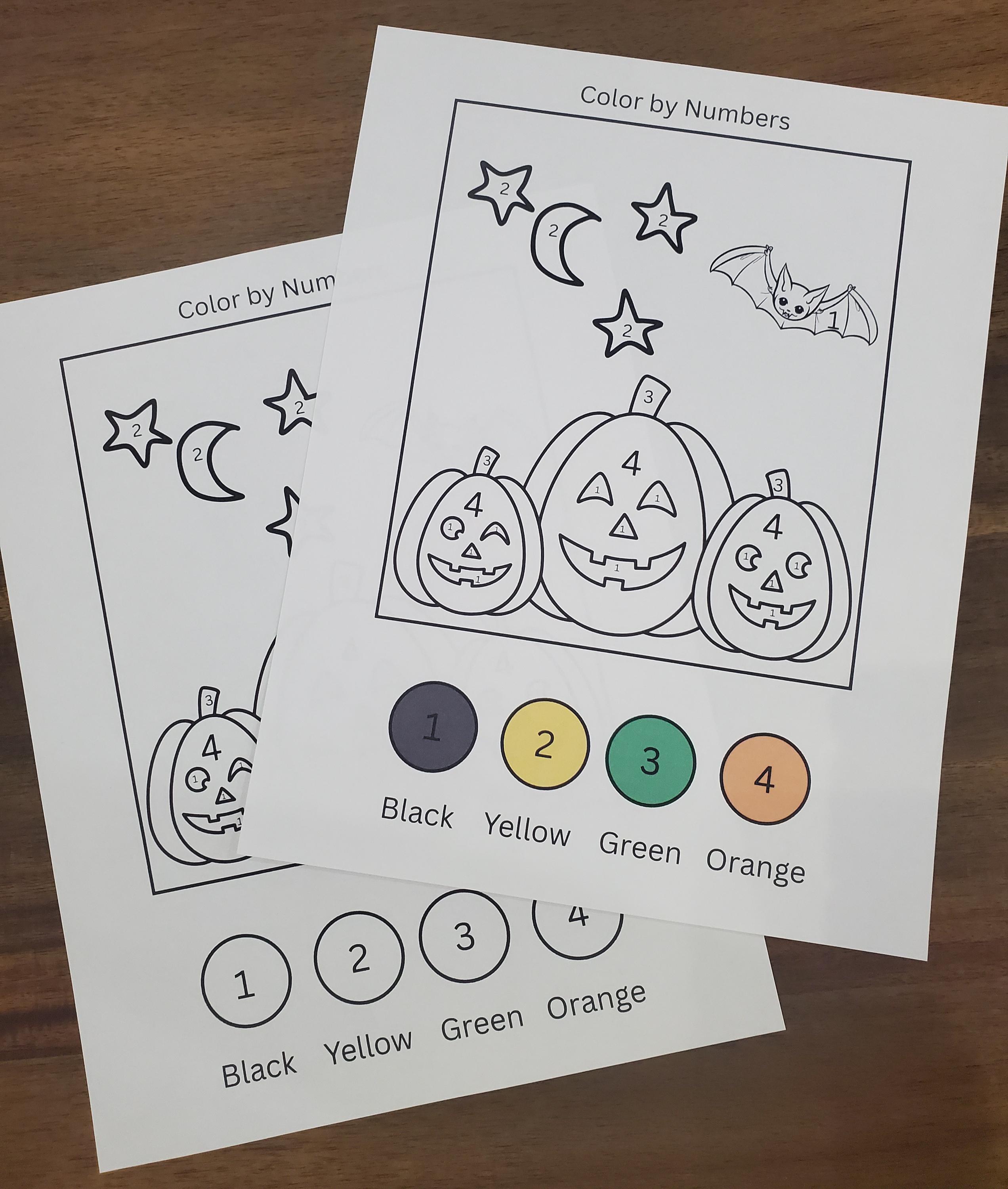 Halloween Color by Number – Printable Activity for Kids - Etsy