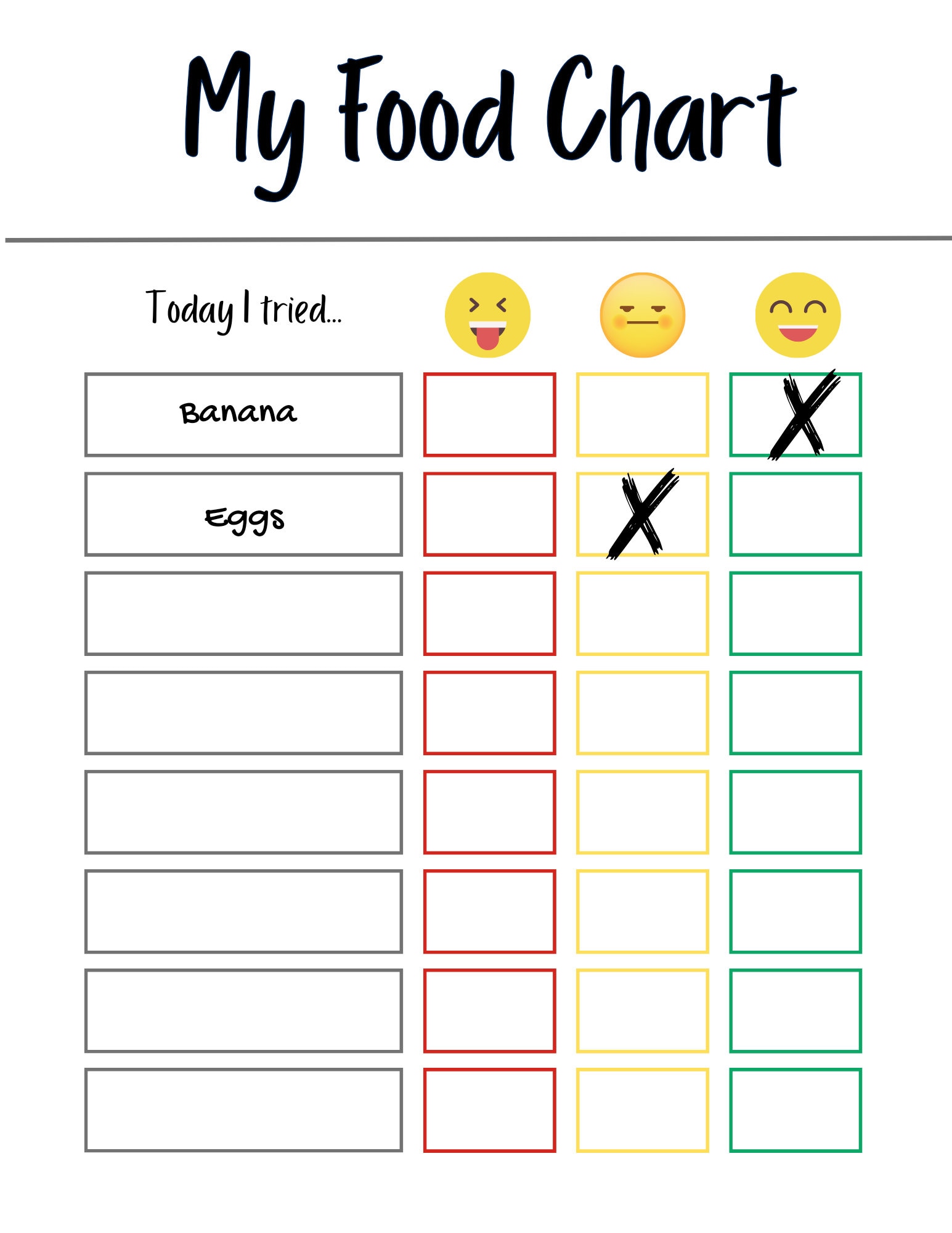 Picky Eater Chart / Try New Foods - Etsy