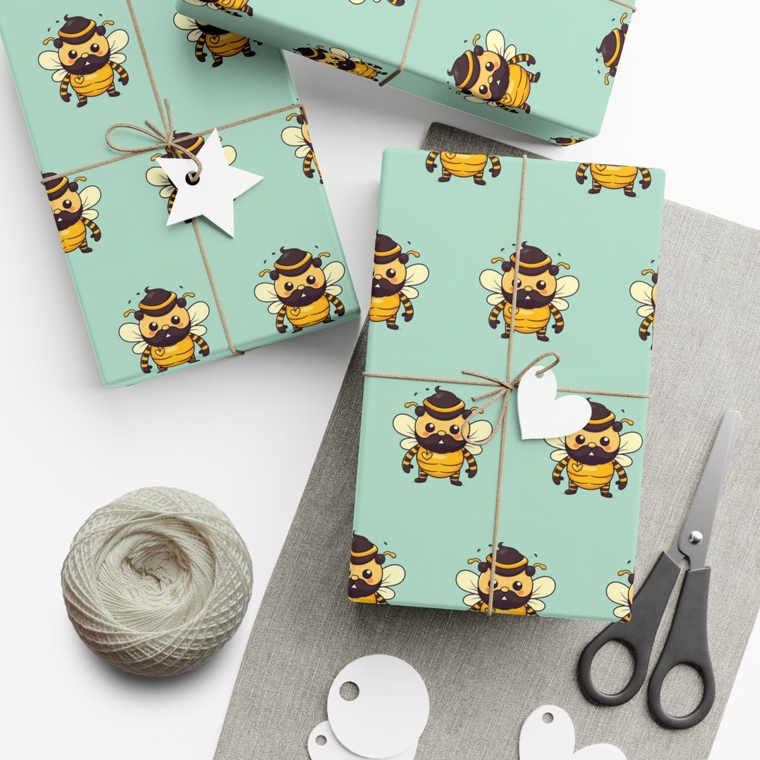 Cute Bee Wrapping Paper Worker Bee Wrapping Paper Bee Wrapping Paper ...