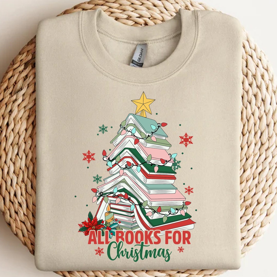 Christmas Book Tree PNG, All Booked for Christmas PNG, Book Lovers ...