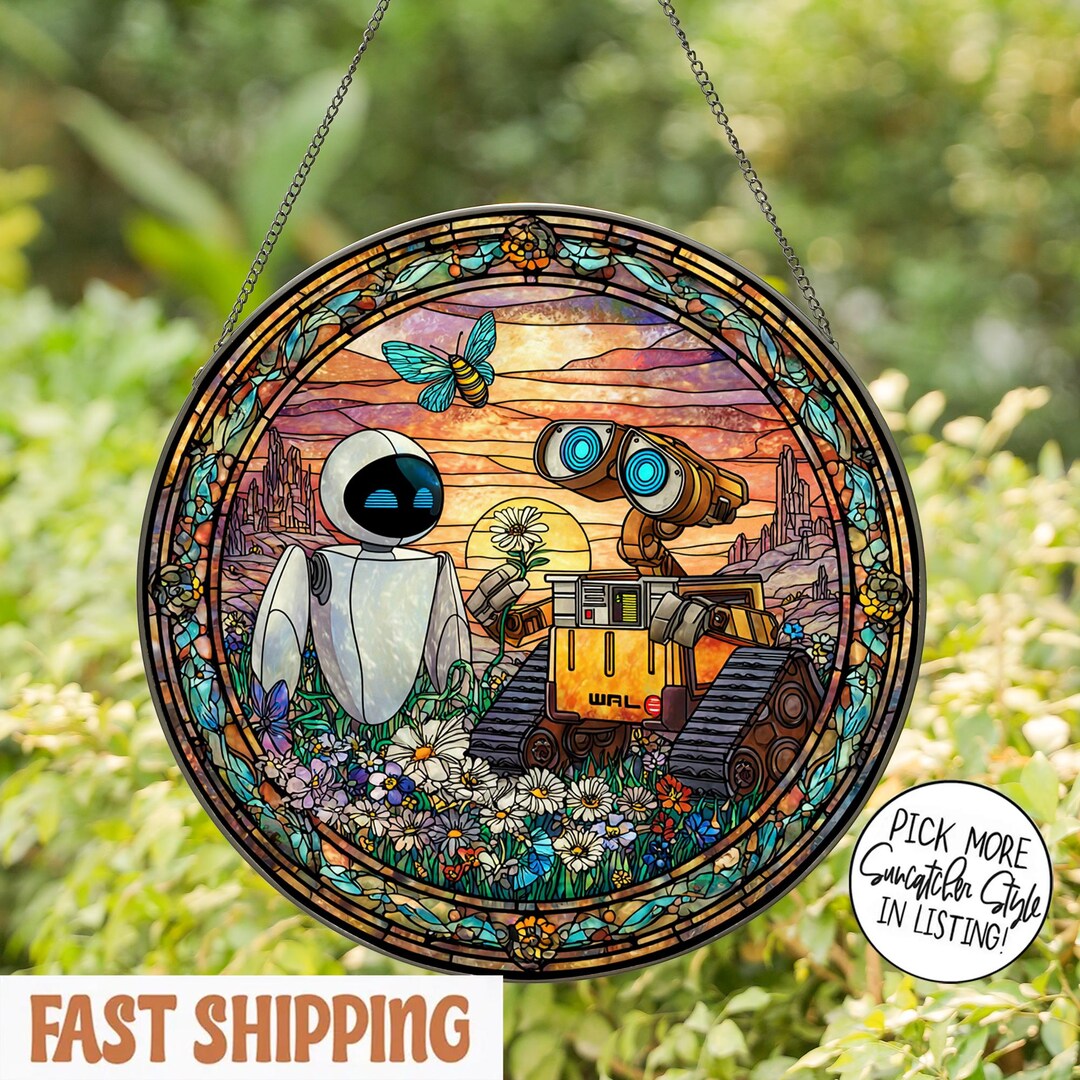 Wildflower WALL·E & EVE Stained Glass Suncatcher | Disney Pixar Window ...