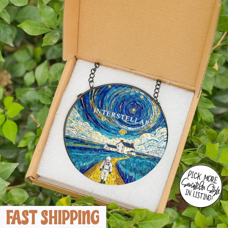 Interstellar Van Gogh Style Suncatcher, Sci-fi Time Travel Window ...