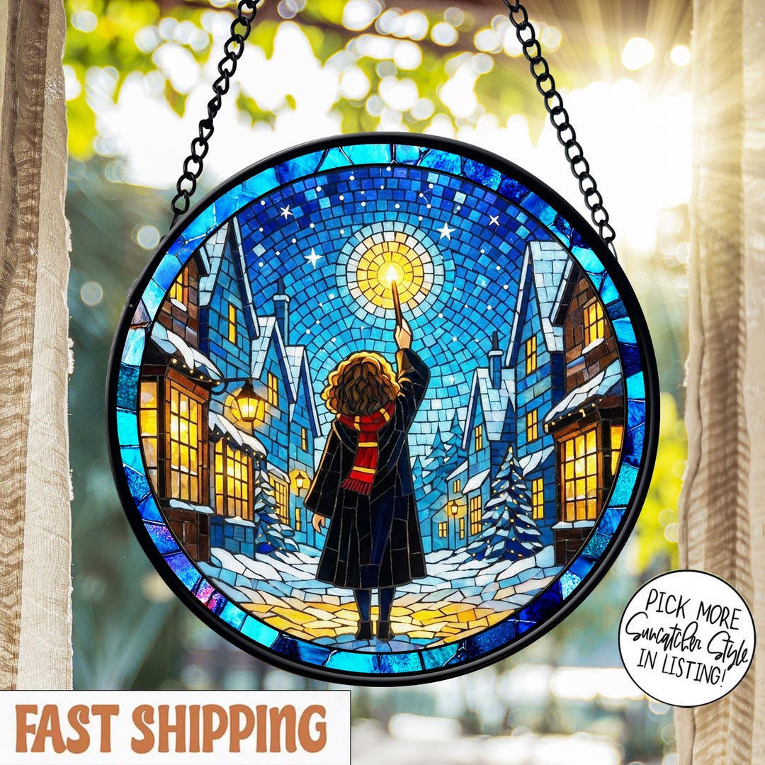Wizard Girl Suncatcher, Bookish Magic Window Hanging, Witch Academy ...