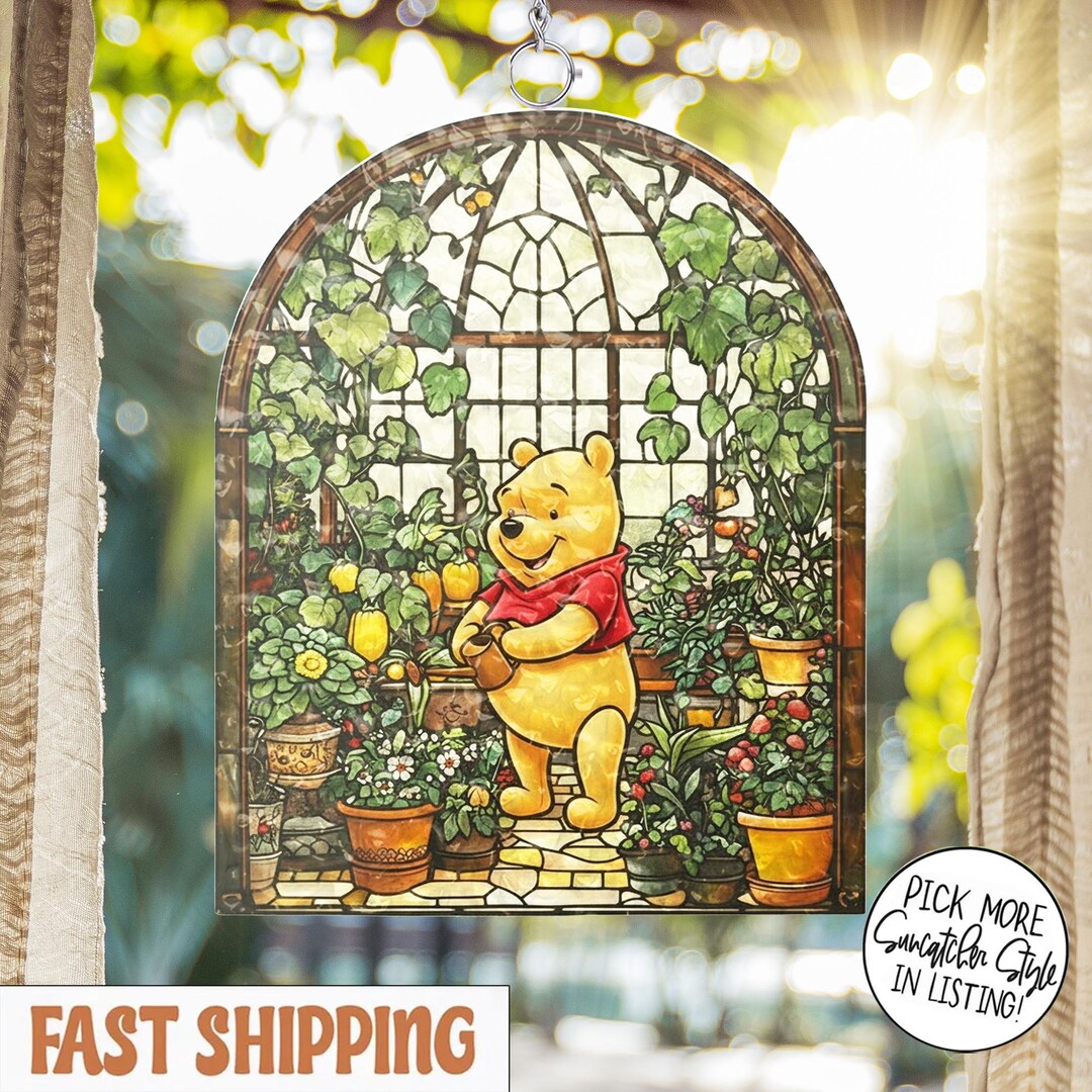 Disney Pooh Garden Window Art, Winnie the Pooh Stained Glass Suncatcher ...