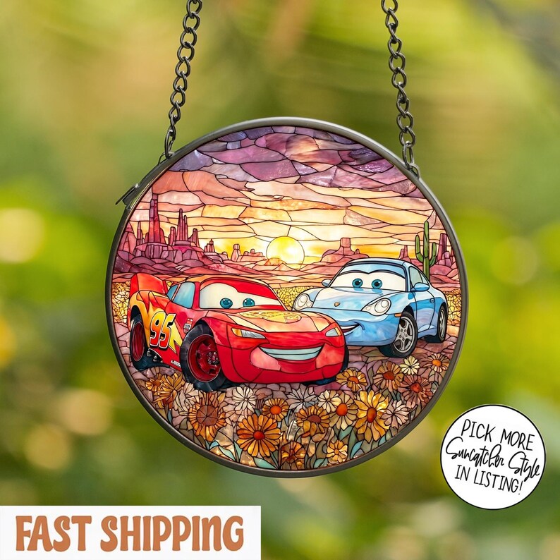 Disney Lightning Mcqueen and Sally Suncatcher, Disney Cars Acrylic ...