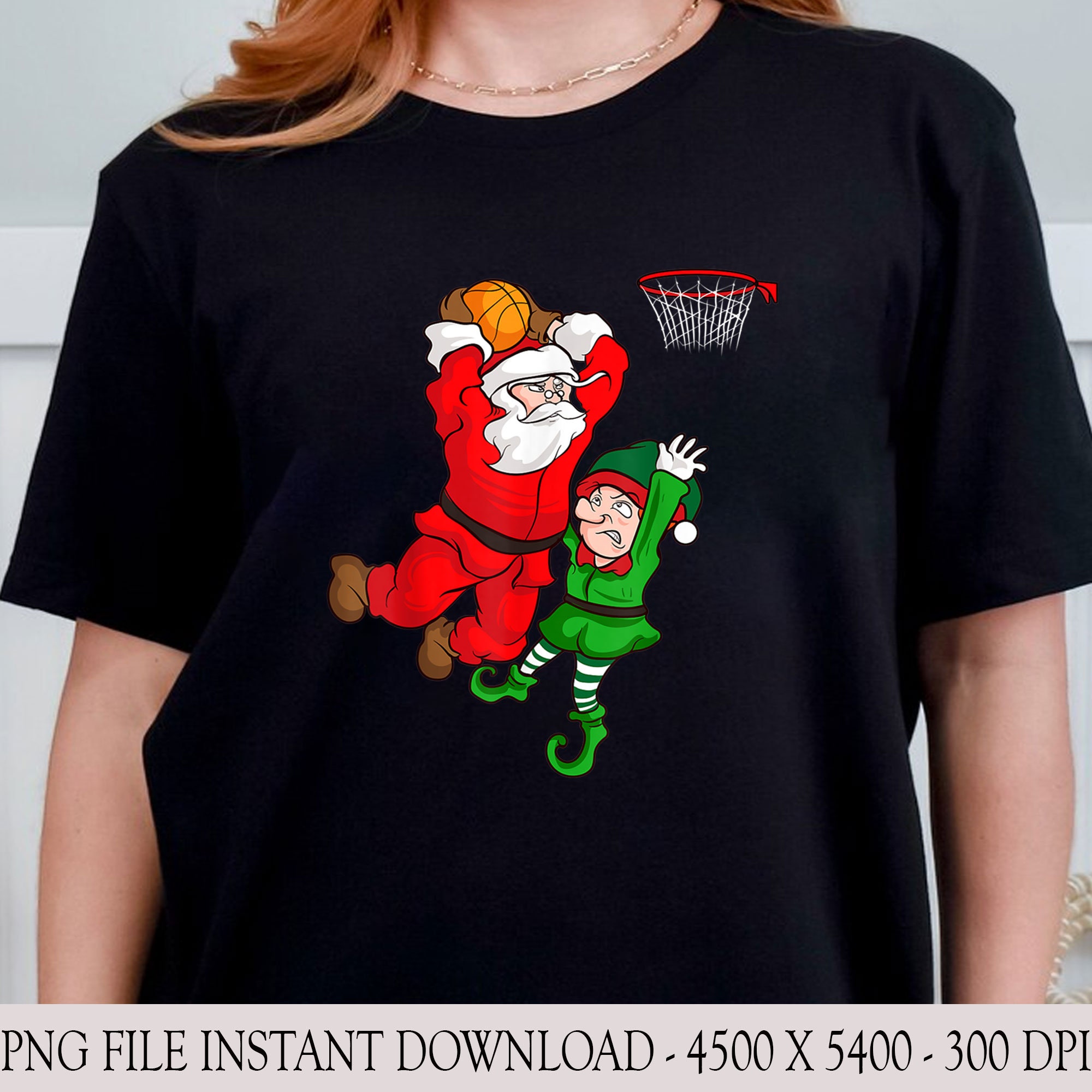 Basketball Santa Slam Dunk Elf Christmas Png, Funny Humor Png ...