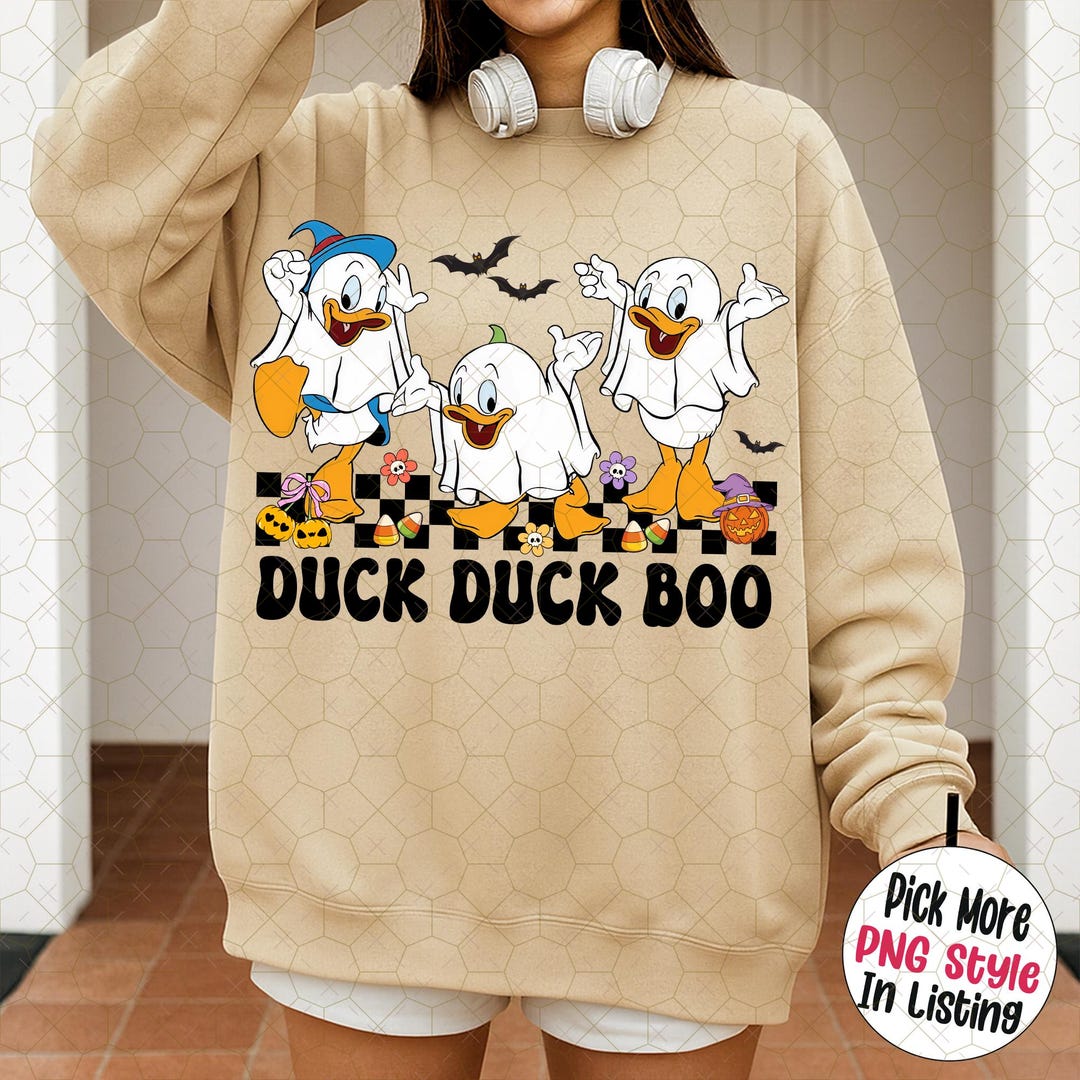 Funny Duck Duck Boo PNG, Halloween Goose Design, Silly Duck Ghost Witch ...
