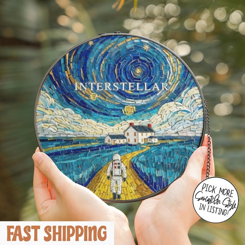 Interstellar Van Gogh Style Suncatcher, Sci-fi Time Travel Window ...