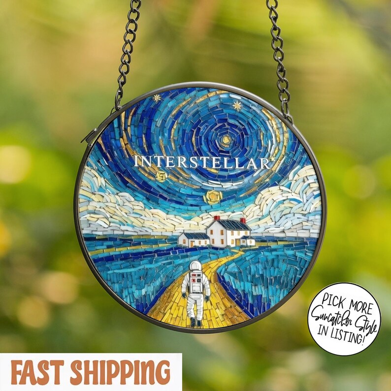 Interstellar Van Gogh Style Suncatcher, Sci-fi Time Travel Window ...