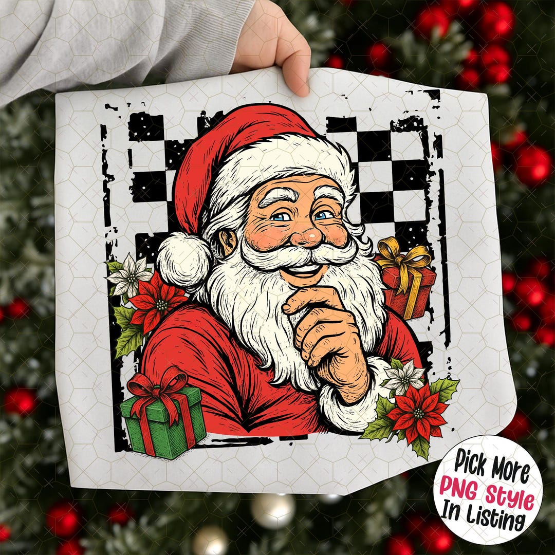Checkered Santa Claus Png, Christmas Png Santa Claus Png,santa Claus ...