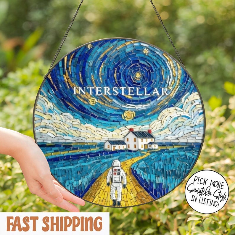 Interstellar Van Gogh Style Suncatcher, Sci-fi Time Travel Window ...