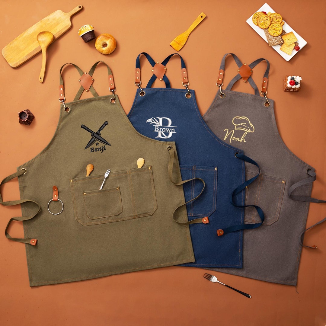 EMBROIDERY Custom Bar Apron for Bartenders, Monogram Kitchen Apron ...