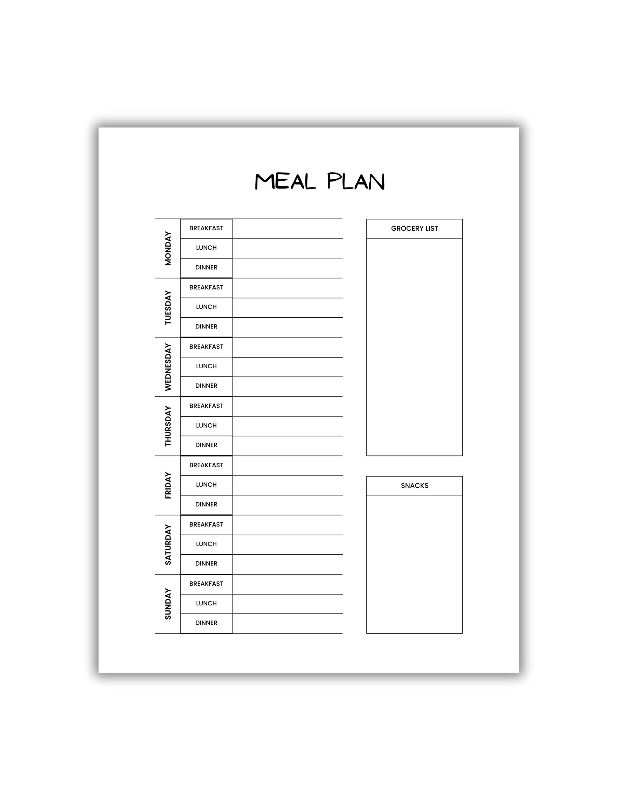 Meal Planner Weekly Meal Plan Food Diary Meal Planner Template Etsy